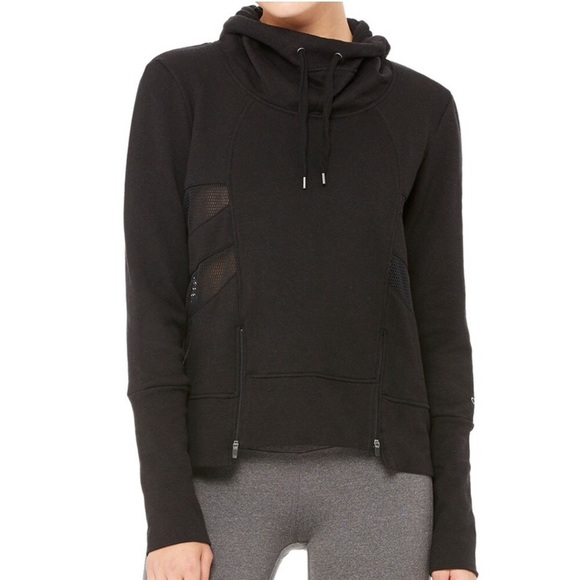 ALO Yoga | Jackets & Coats | Alo Yoga Drift Hoodie Jacket Black Mesh ...